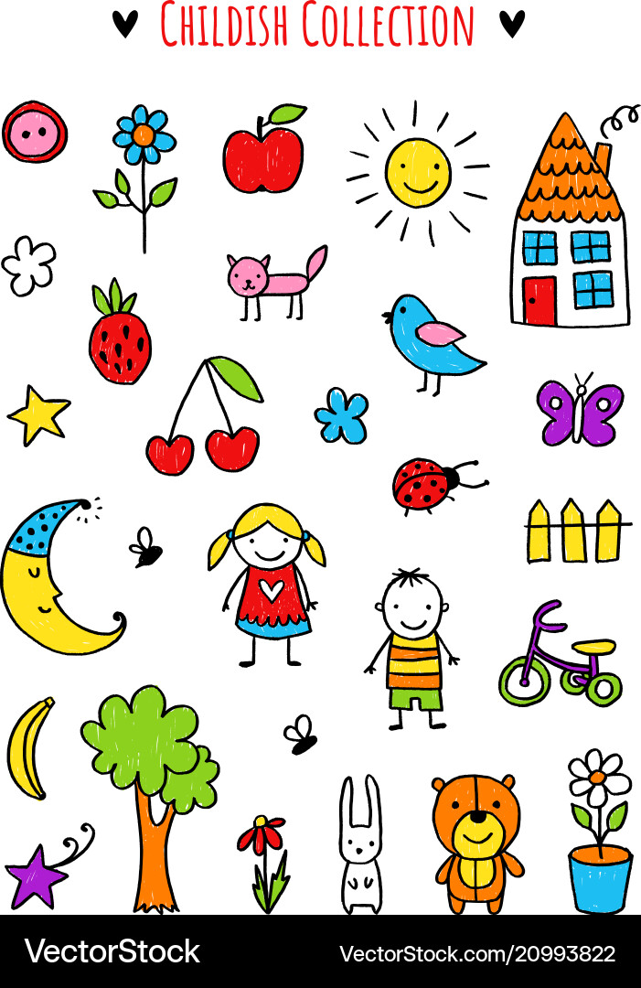 Childlike Elements Collection Royalty Free Vector Image