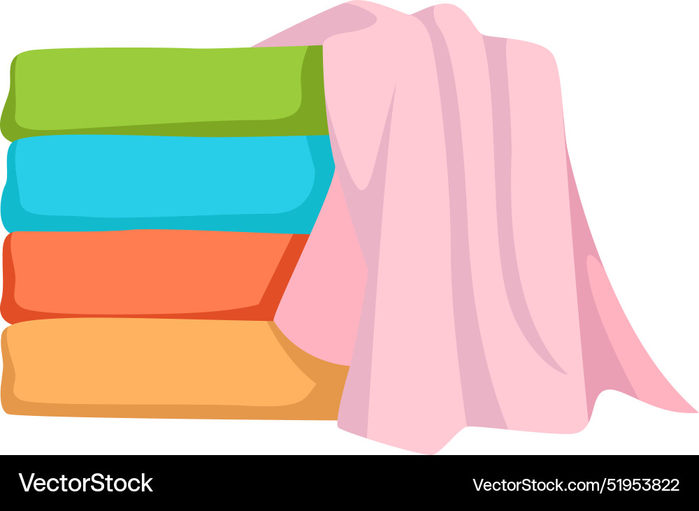 Color clothes stack folded towels cartoon icon Vector Image