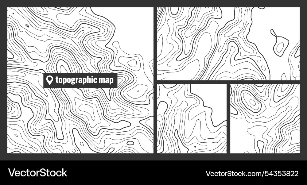 Colorful topographic map sets with contour lines Vector Image