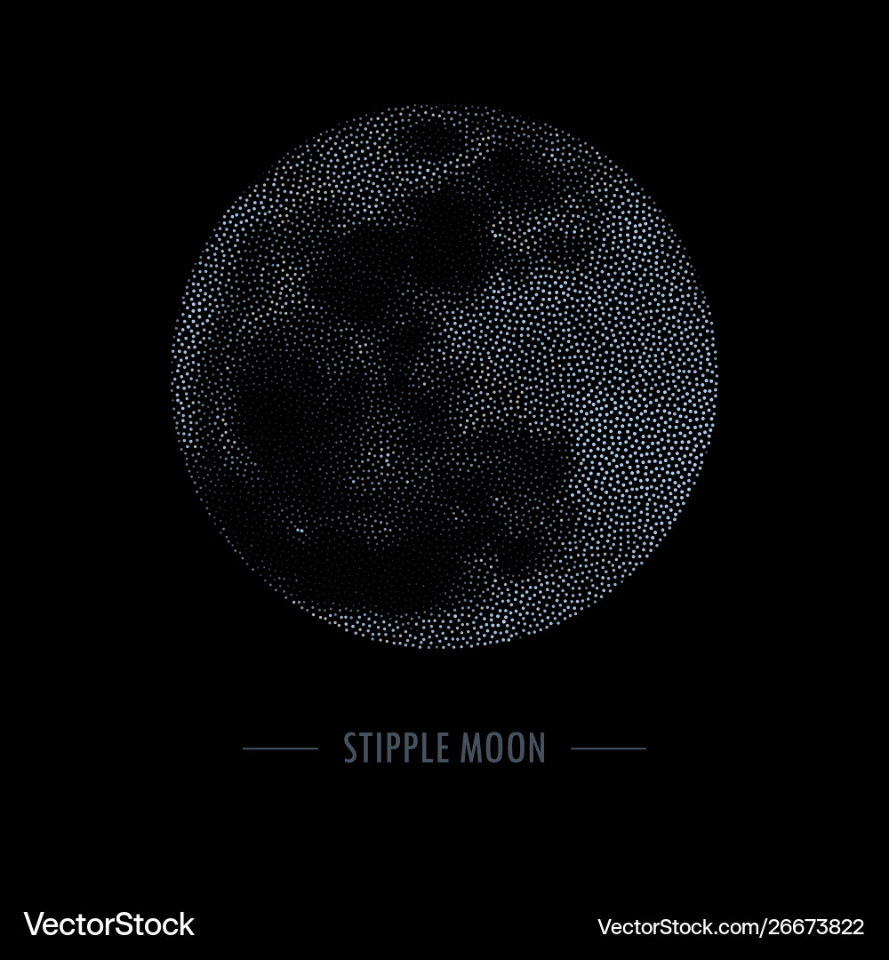 Halftone full moon stipple Royalty Free Vector Image