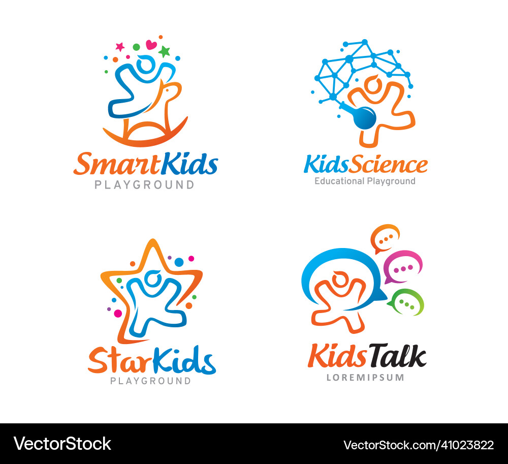 Kids logo symbol or icon template Royalty Free Vector Image