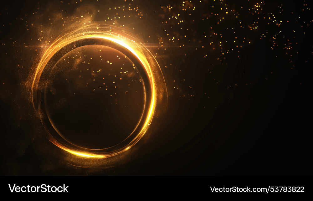 Radiant golden circle with glowing light effects Vector Image