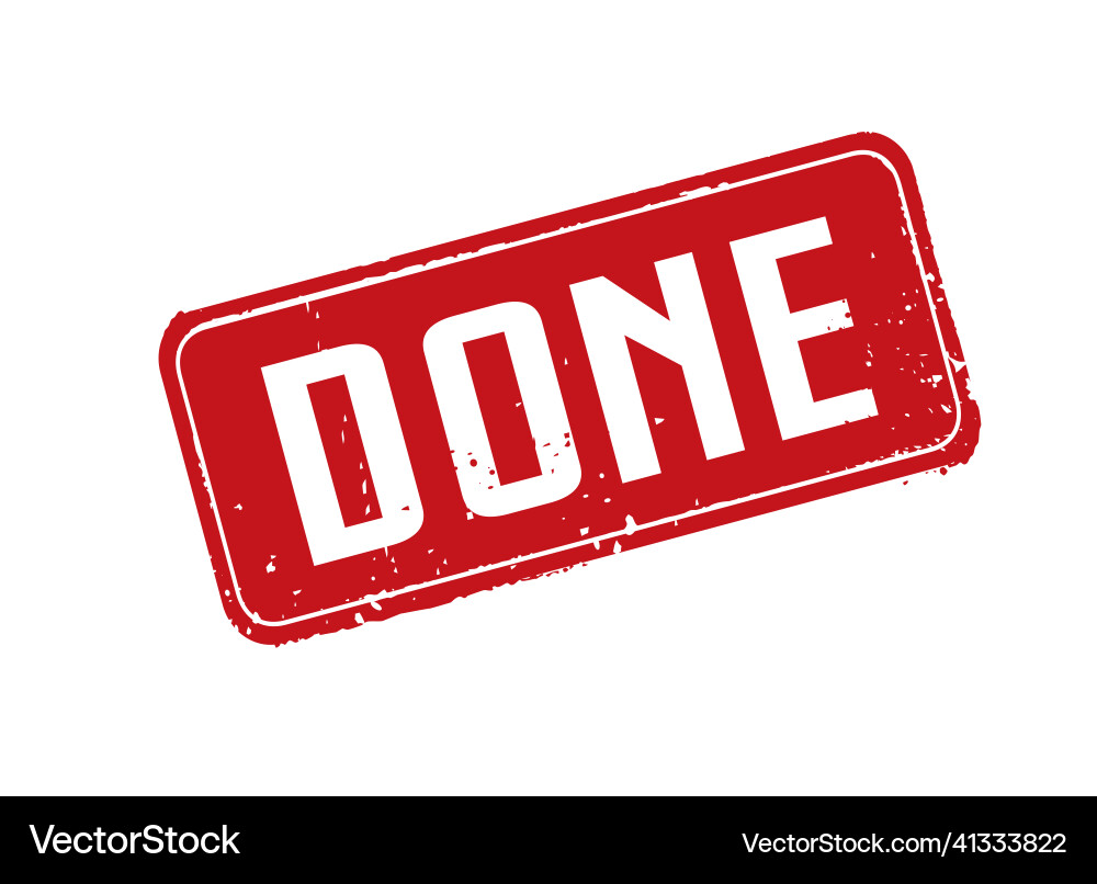 Red stamp and text done Royalty Free Vector Image