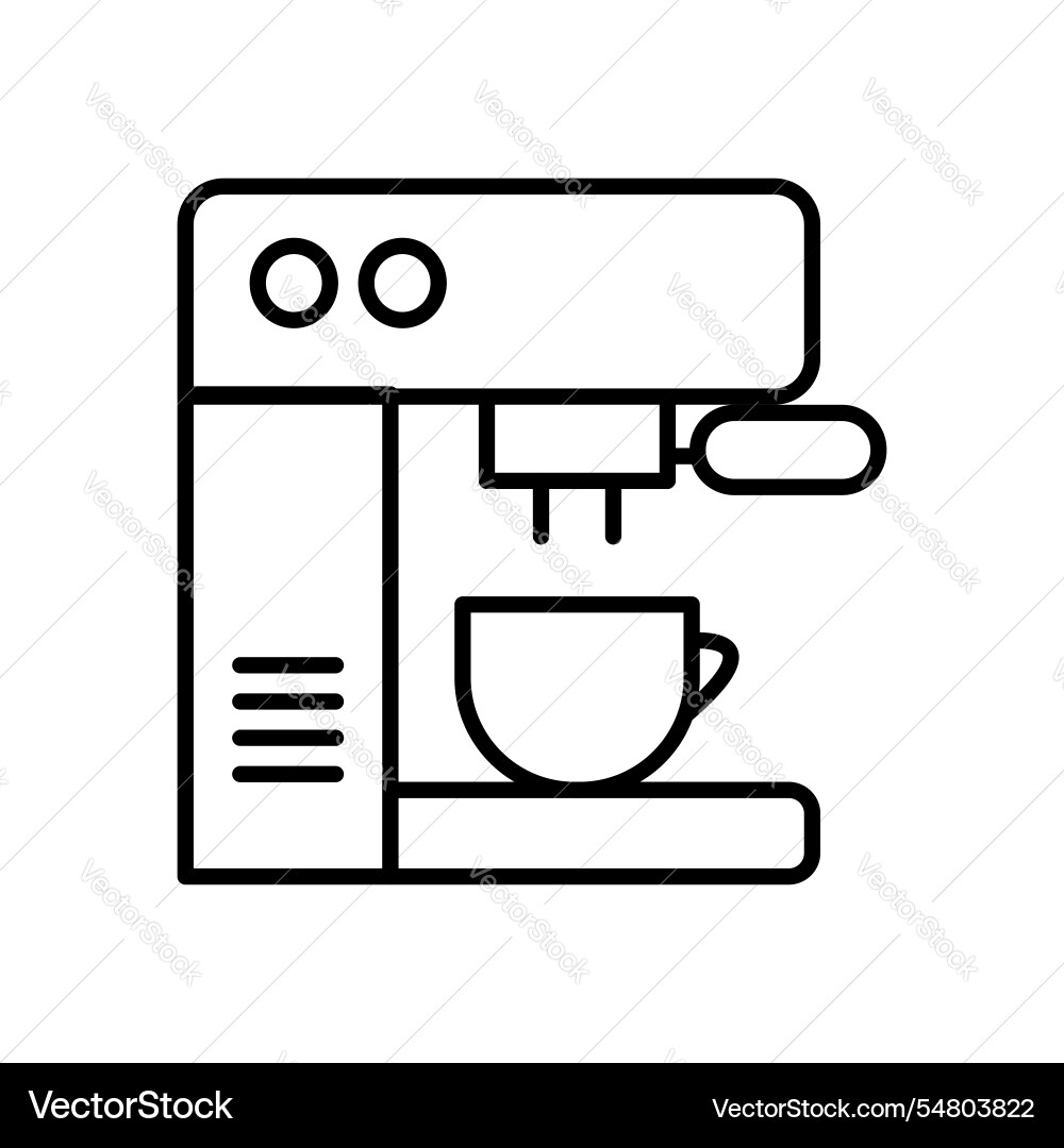 Silhouette black outlined coffee maker machine Vector Image