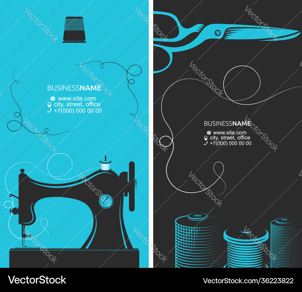Tailor Business Card - Sewing & Cutting Vector Image