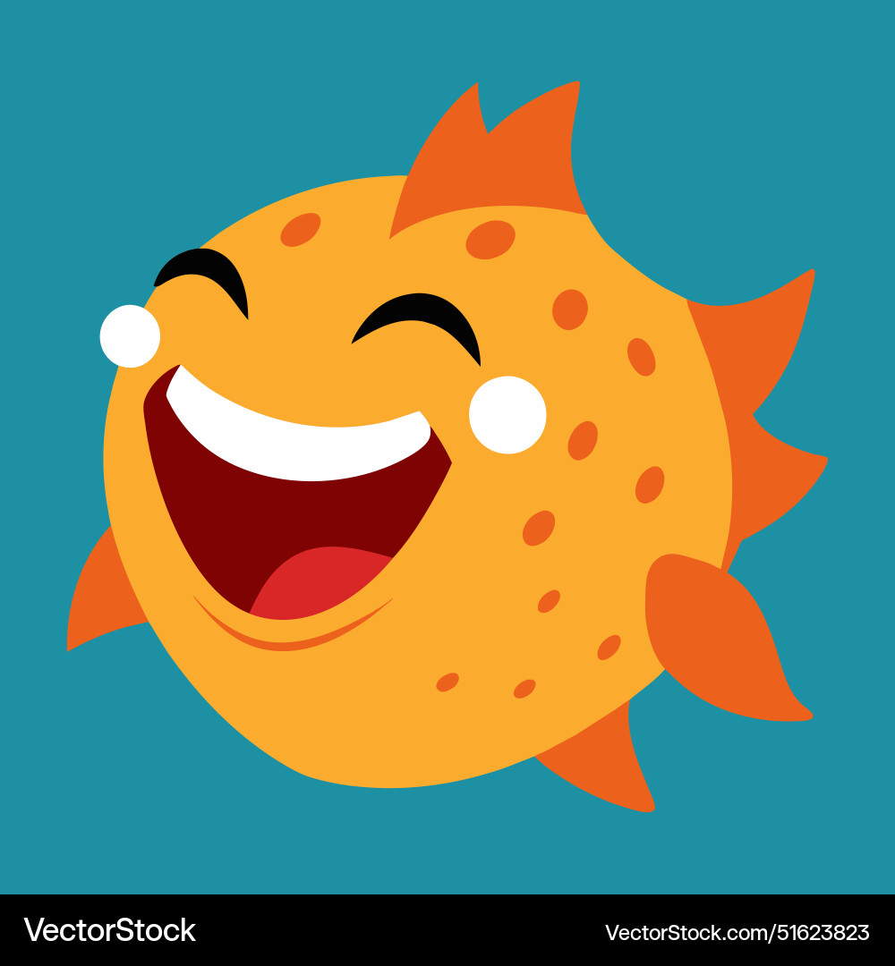 Boxfish fish laughs icon Royalty Free Vector Image