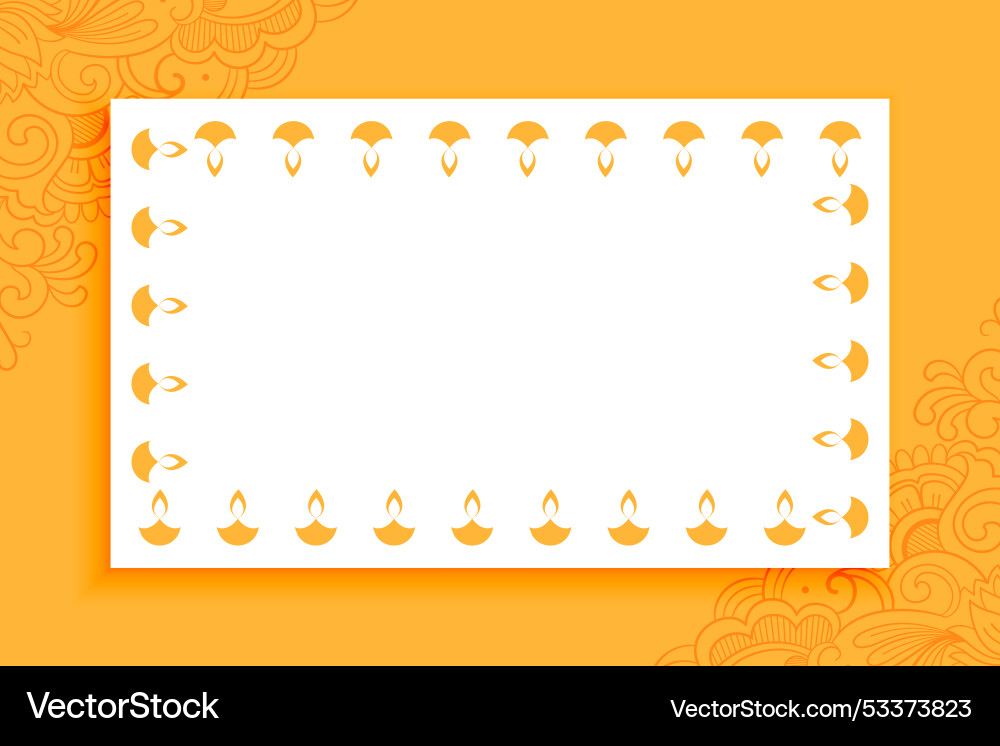 Cute artistic diwali diya border frame with text Vector Image