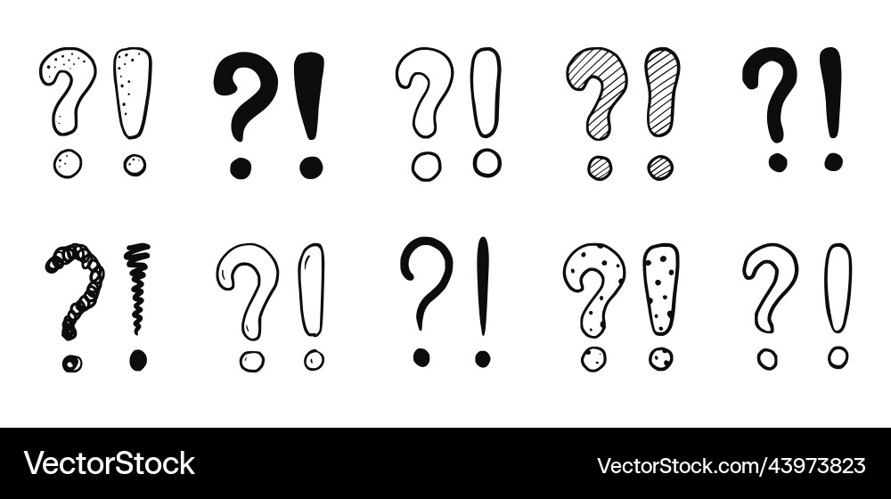 Doodle exclamation point and question sign mark Vector Image