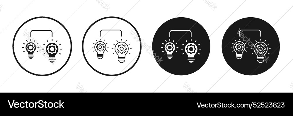 Implementation icon set black filled and outlined Vector Image