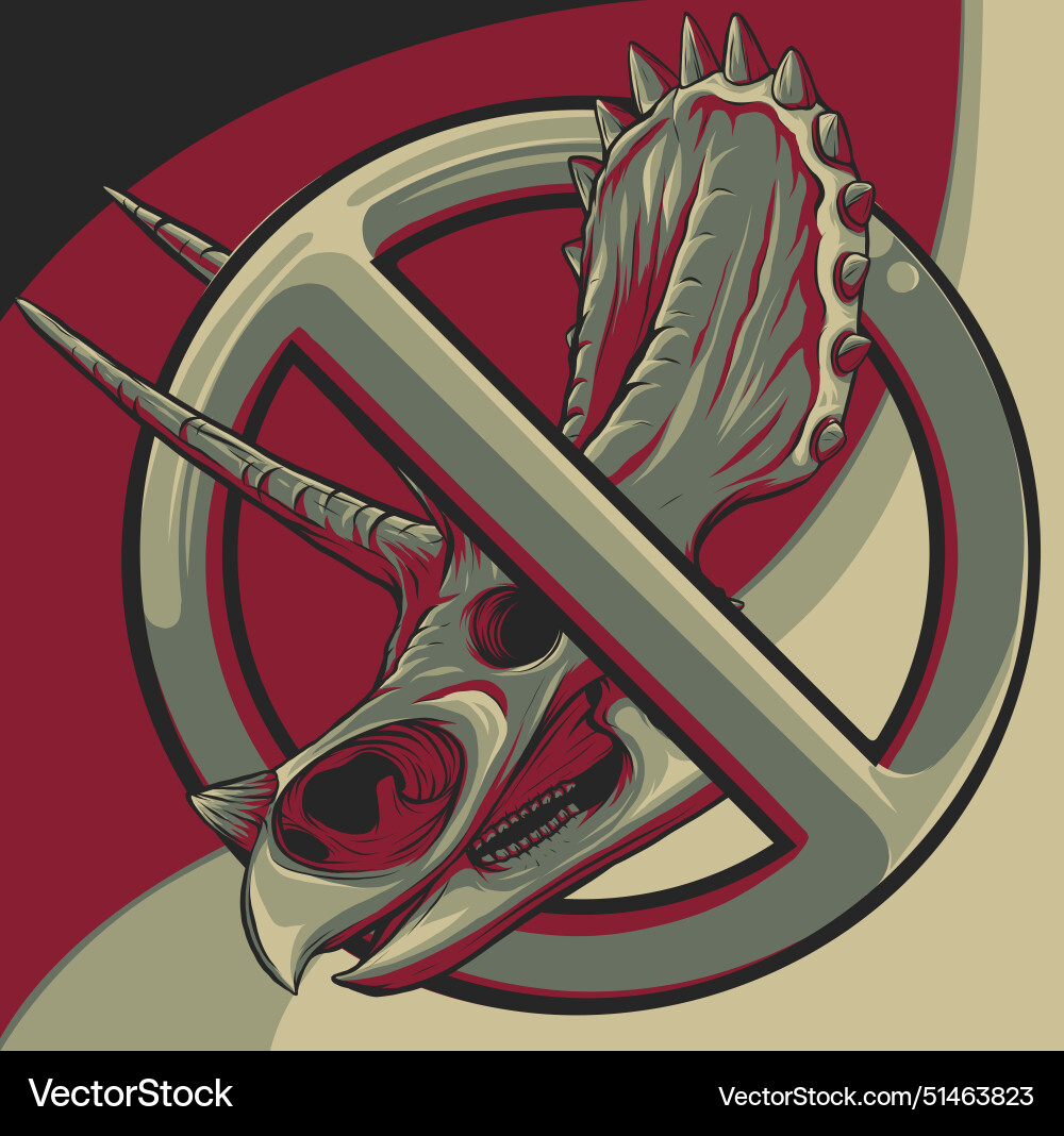 No dinosaur or triceratops sign on white Vector Image