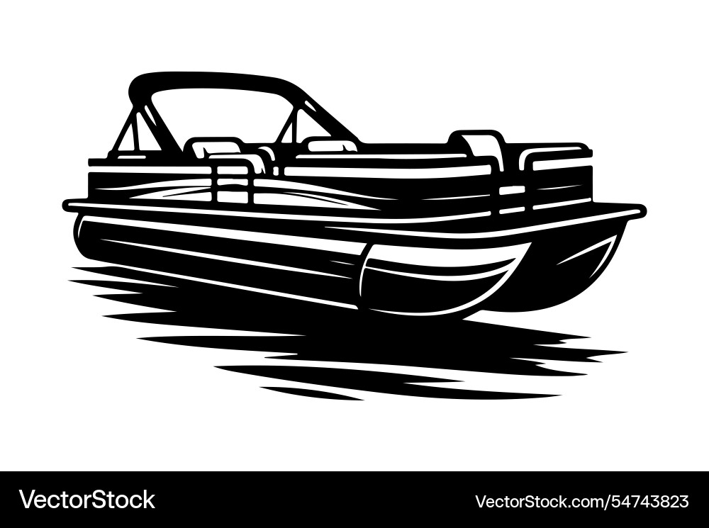 Pontoon boat silhouette high-quality for graphic Vector Image
