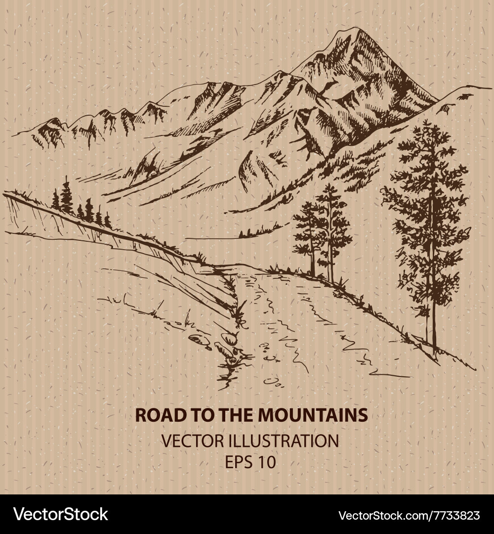 Road to the mountains Royalty Free Vector Image