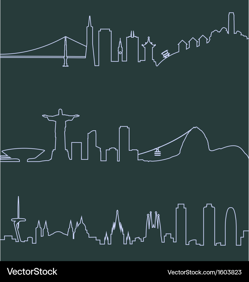 San Francisco Skyline Profiles Royalty Free Vector Image