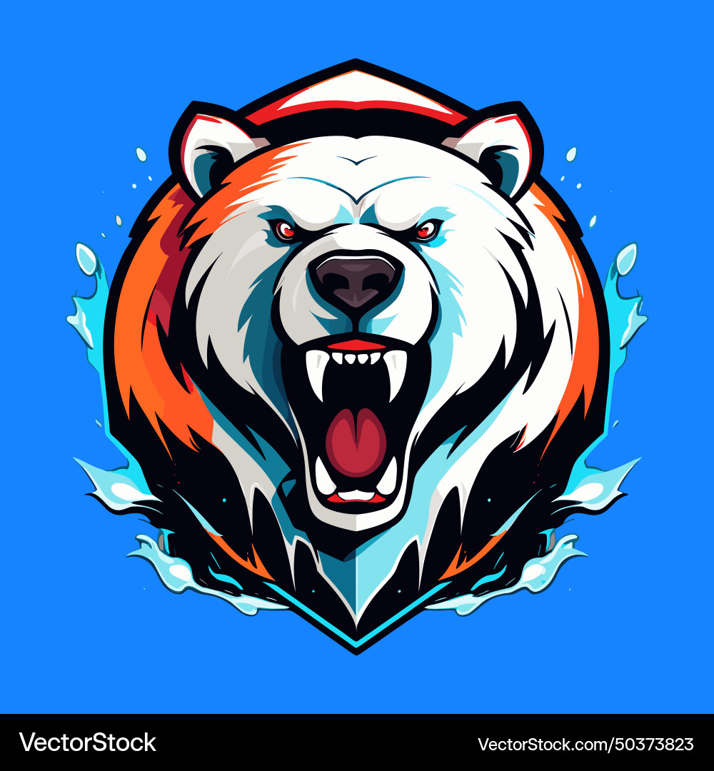 Scream bear head logo Royalty Free Vector Image