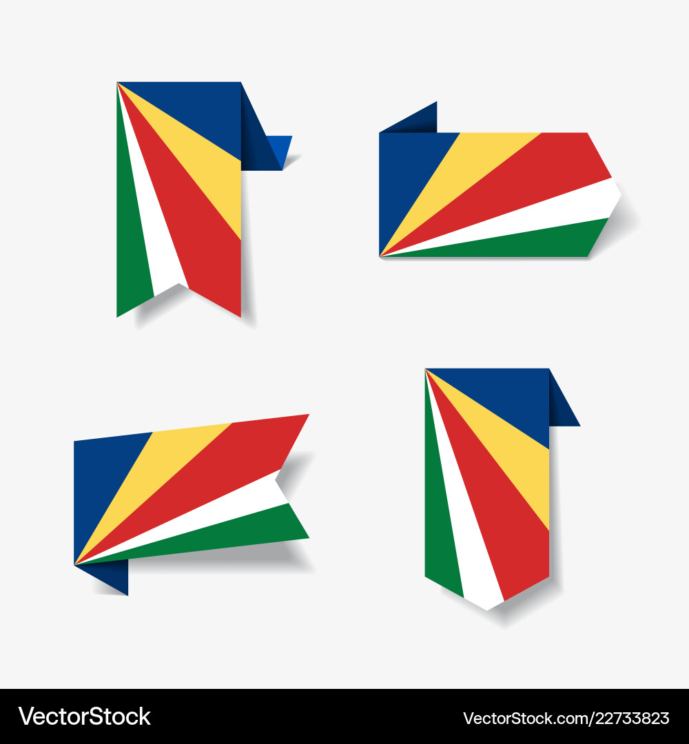 Seychelles flag stickers and labels Royalty Free Vector