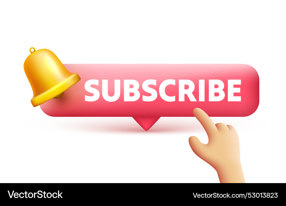 Subscribe now bell notification for new content Vector Image