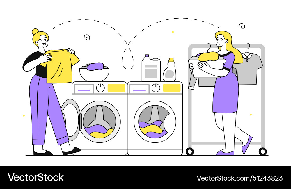 Women in laundry simple Royalty Free Vector Image