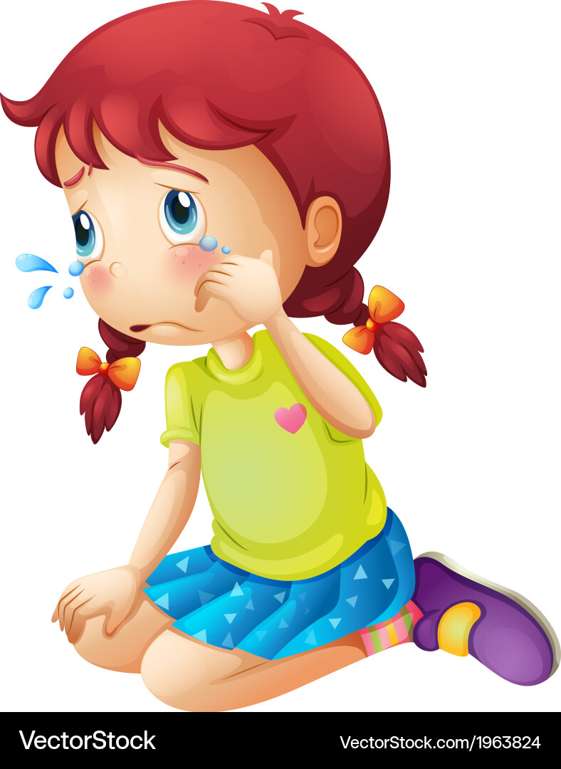 A young lady crying Royalty Free Vector Image - VectorStock