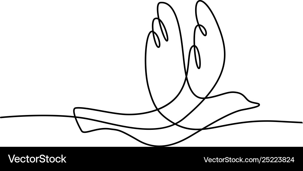 Bird flying continuous line Royalty Free Vector Image