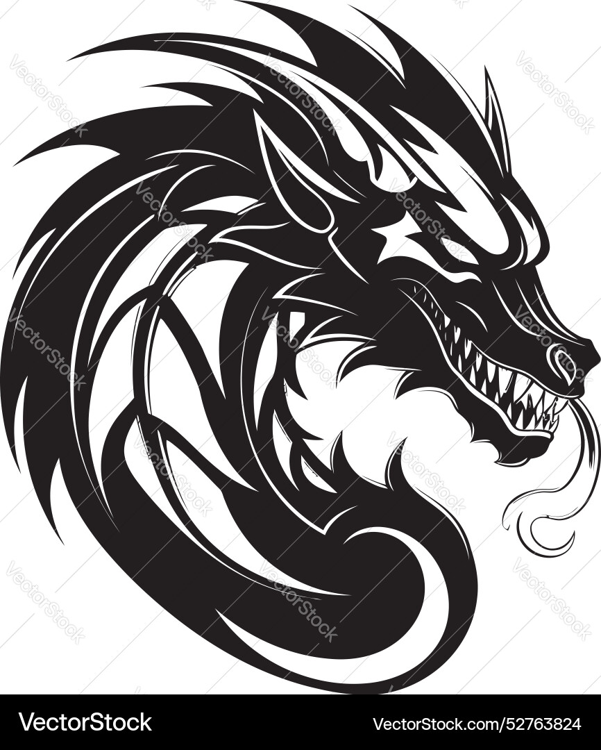 Bold Cartoon Dragon Emblem Royalty Free Vector Image