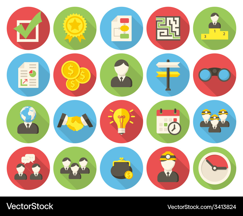 Business round icons Royalty Free Vector Image