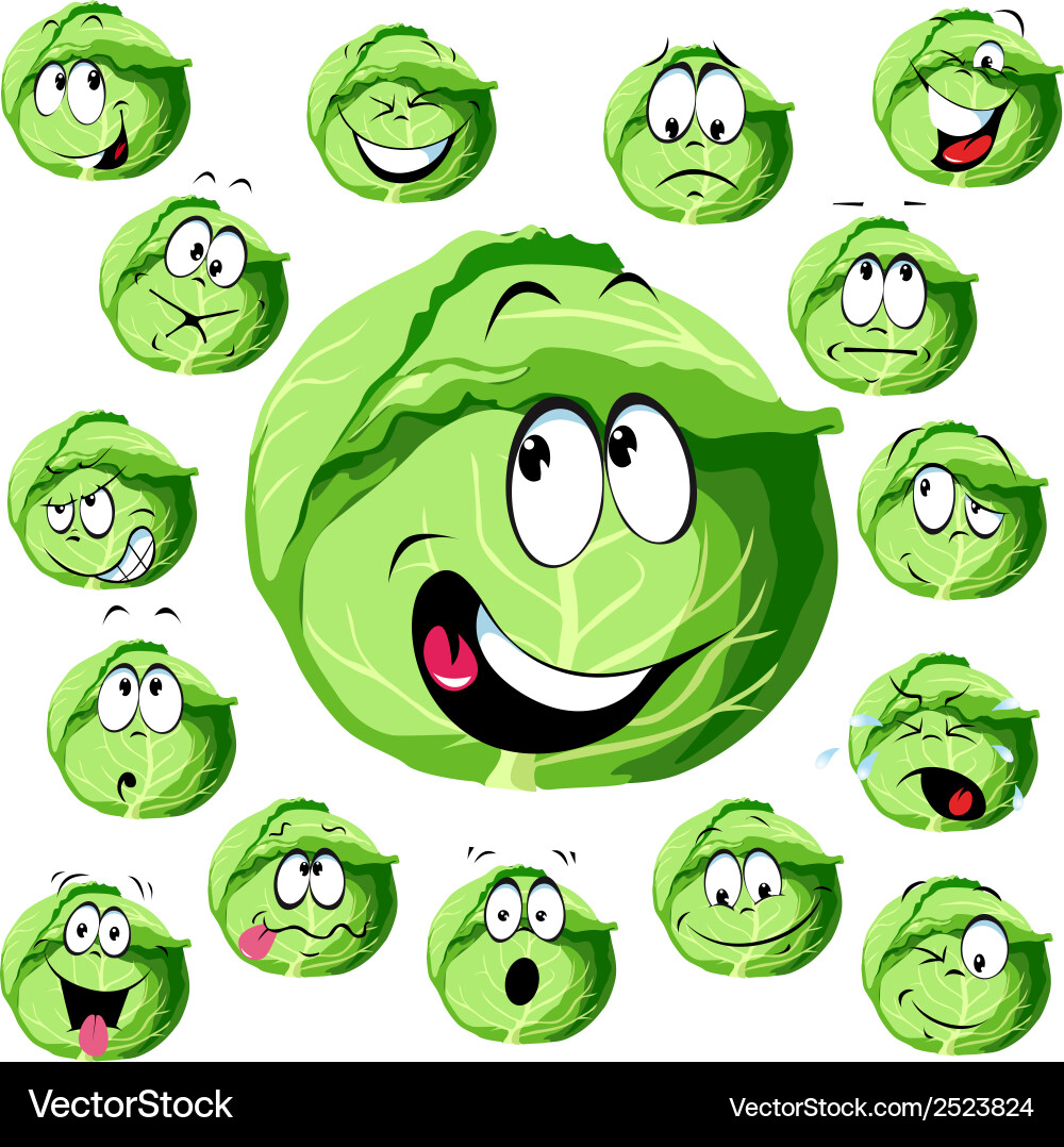 Cartoon Cabbage Faces Royalty Free Vector Image