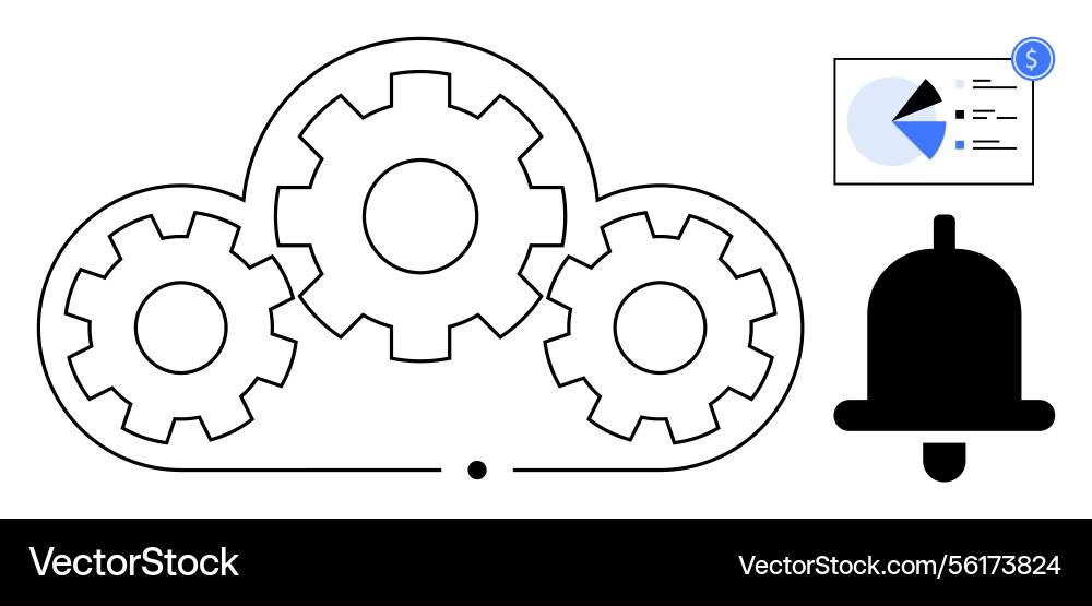 Cloud computing with automation symbols Royalty Free Vector