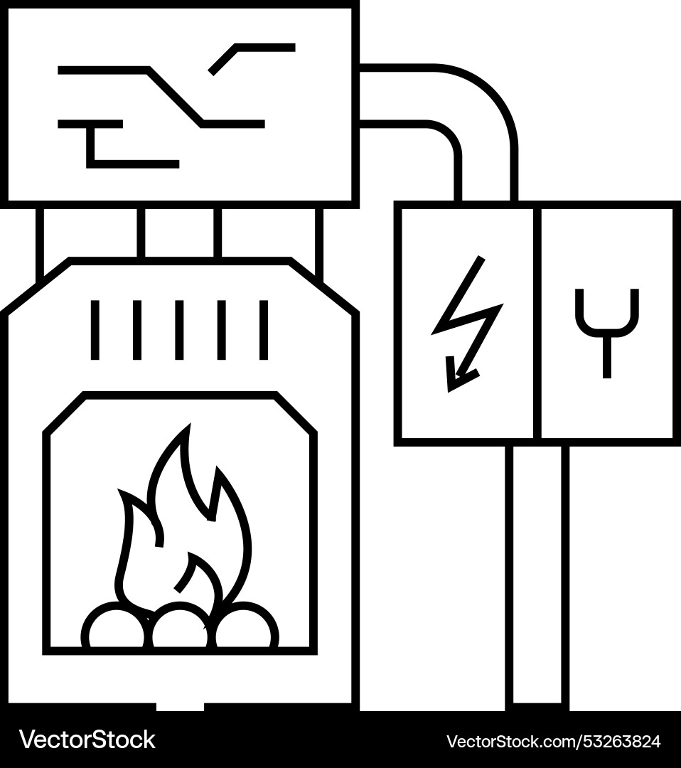 Combustion biomass energy line icon Royalty Free Vector
