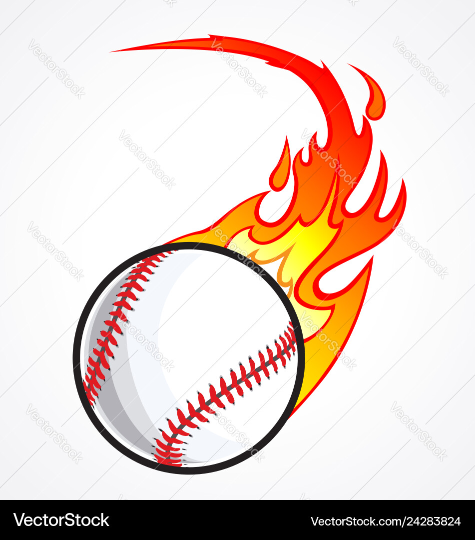 Flaming baseball Royalty Free Vector Image - VectorStock