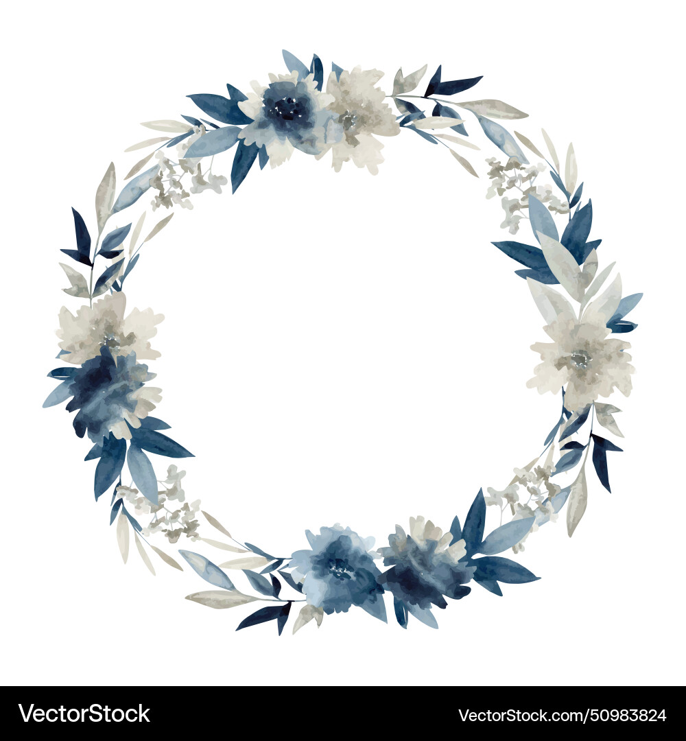 Frame with indigo flowers Royalty Free Vector Image