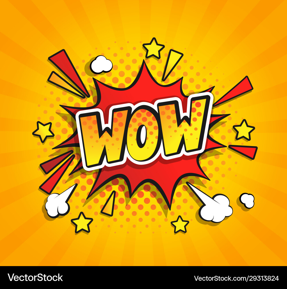 Wow comic speech bubble Royalty Free Vector Image