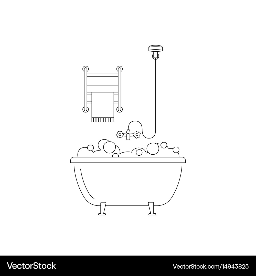 Bath line drawing Royalty Free Vector Image - VectorStock