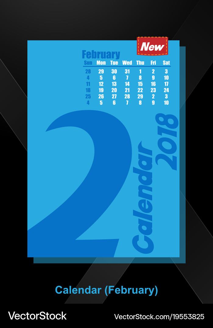 Calendar ui february image Royalty Free Vector Image