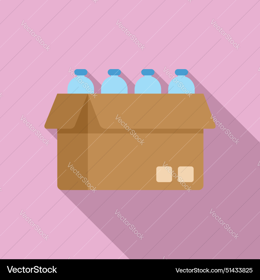 Cardboard box with water bottles Royalty Free Vector Image