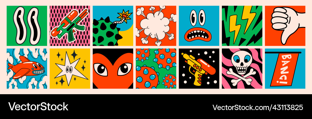 Cartoon comic characters crazy cartoons Royalty Free Vector