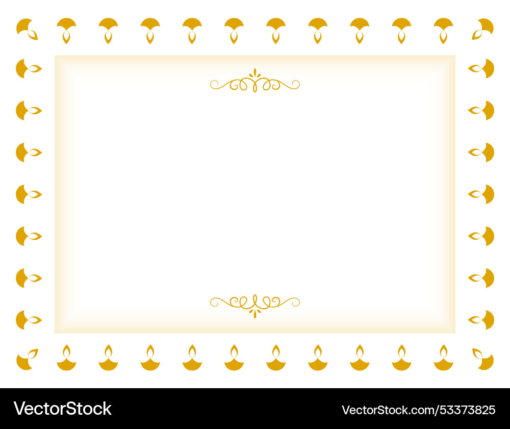 Cute ethnic diwali diya border frame white Vector Image