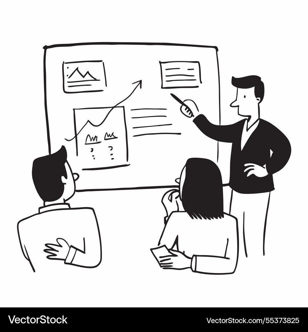 Financial expert presenting stock valuation Vector Image