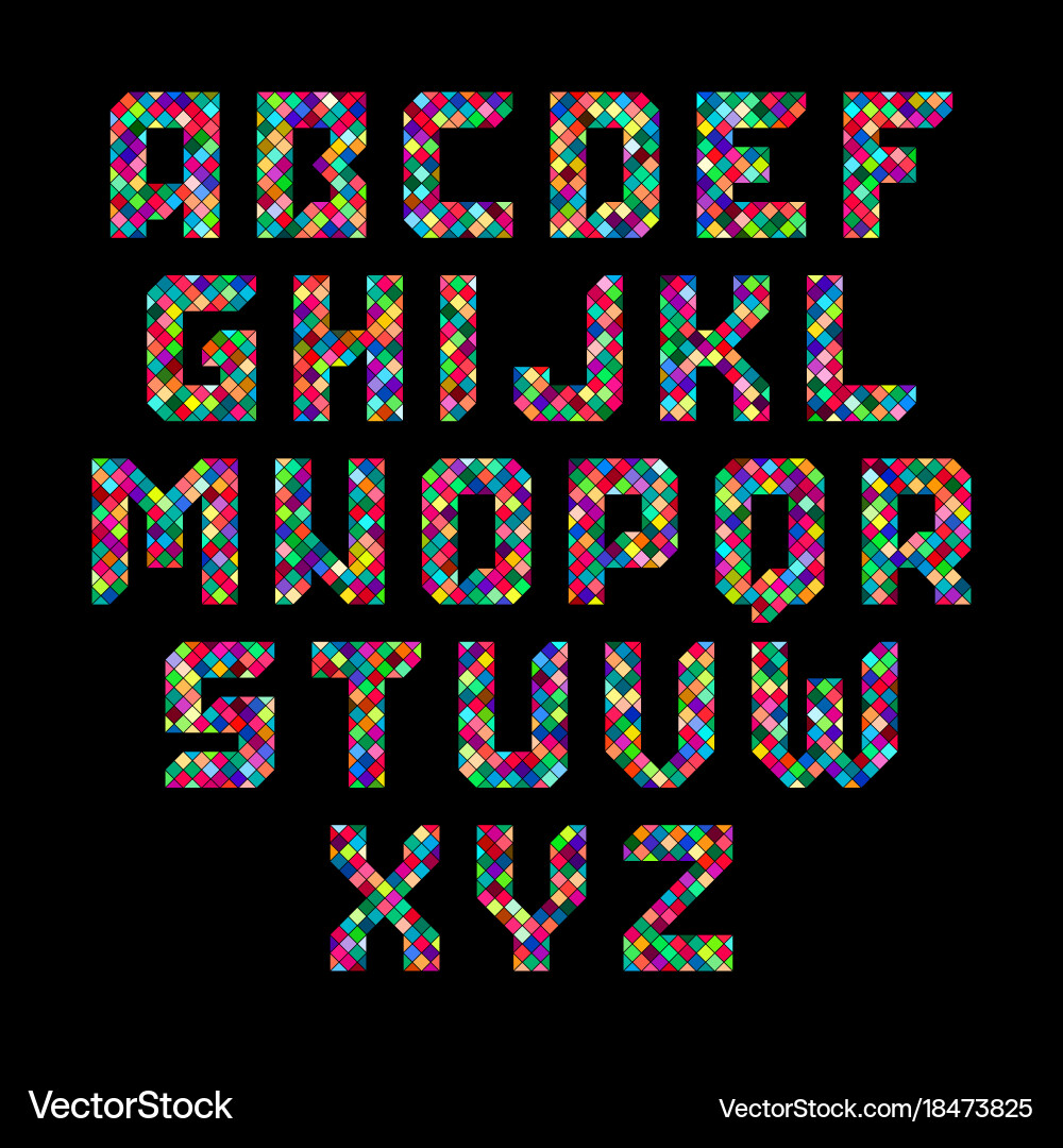 Geometric Mosaic Alphabet Royalty Free Vector Image