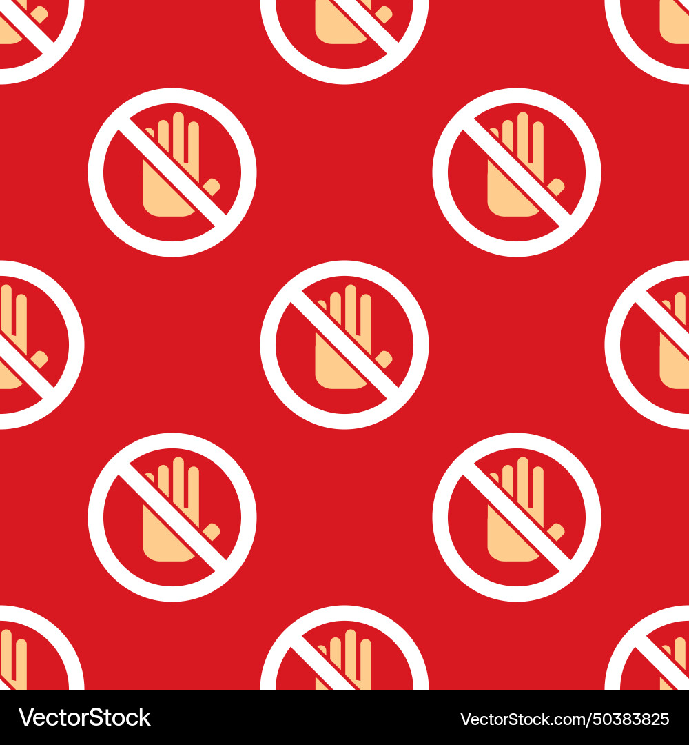 No entry hand stop pattern Royalty Free Vector Image