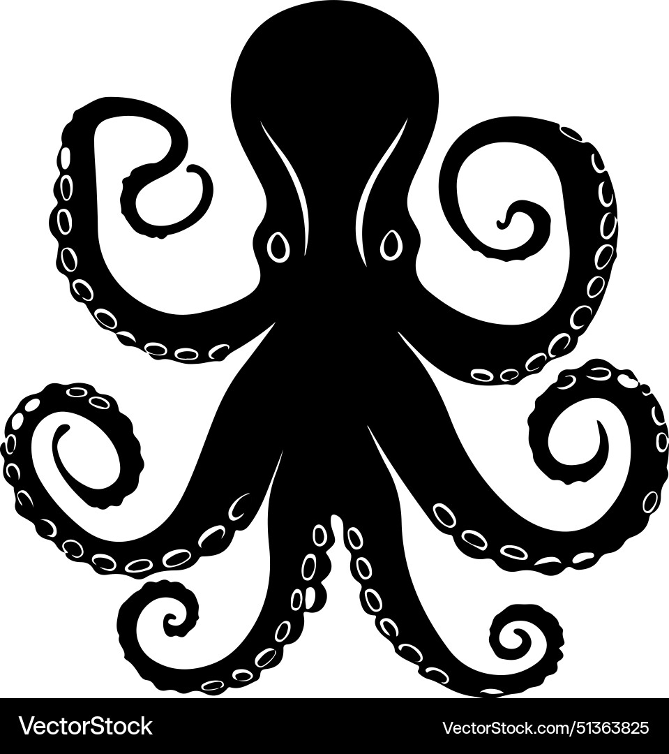 Octopus silhouette white background Royalty Free Vector