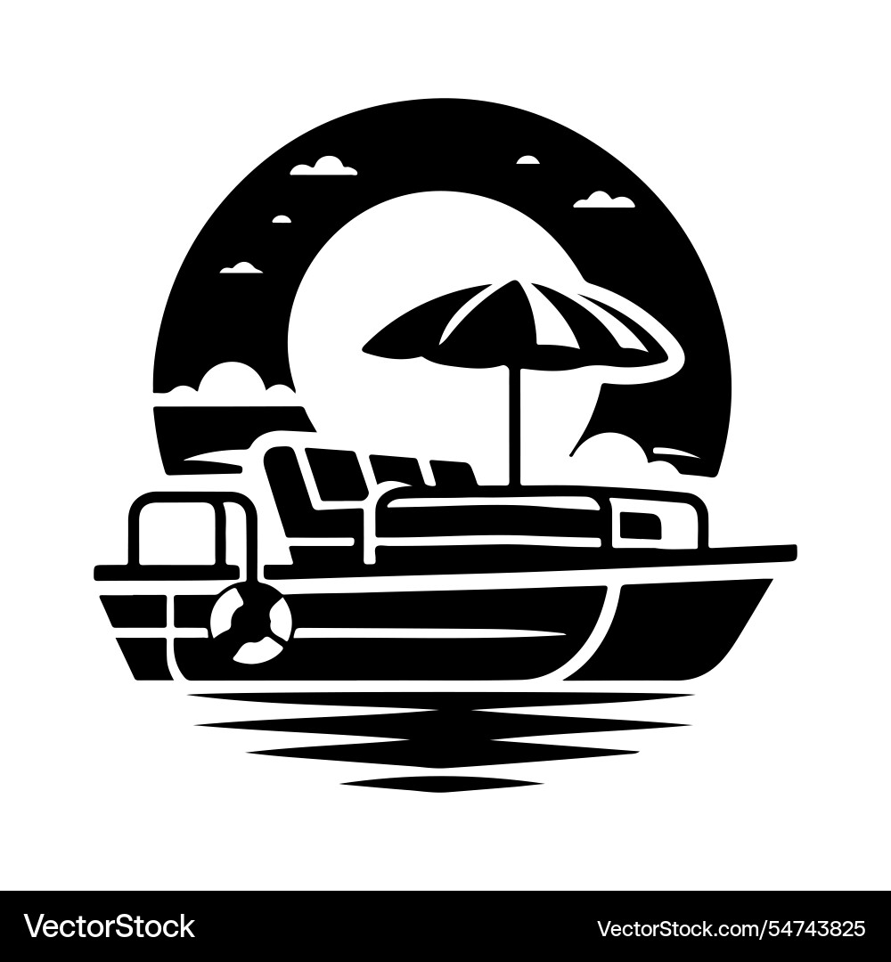 Pontoon boat silhouette high-quality for graphic Vector Image