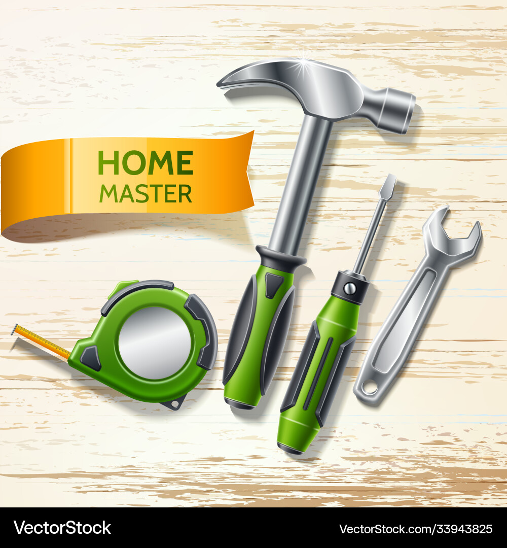 Realistic repair and renovation tool 3d set Vector Image