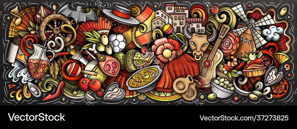 Spain hand drawn cartoon doodles Royalty Free Vector Image