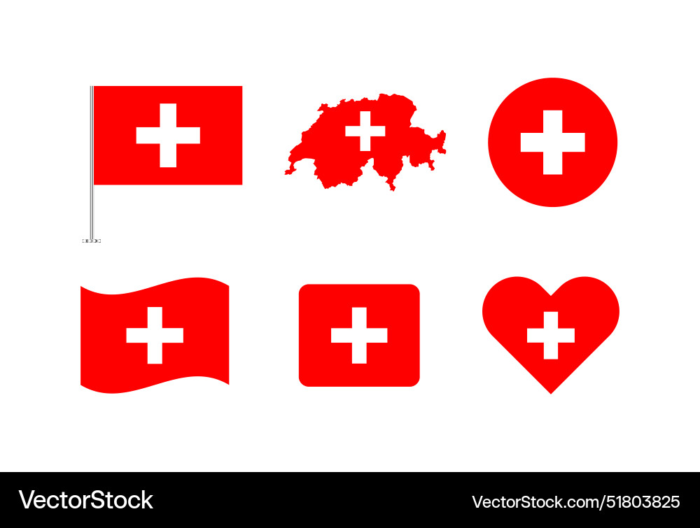 Switzerland set of flags Royalty Free Vector Image