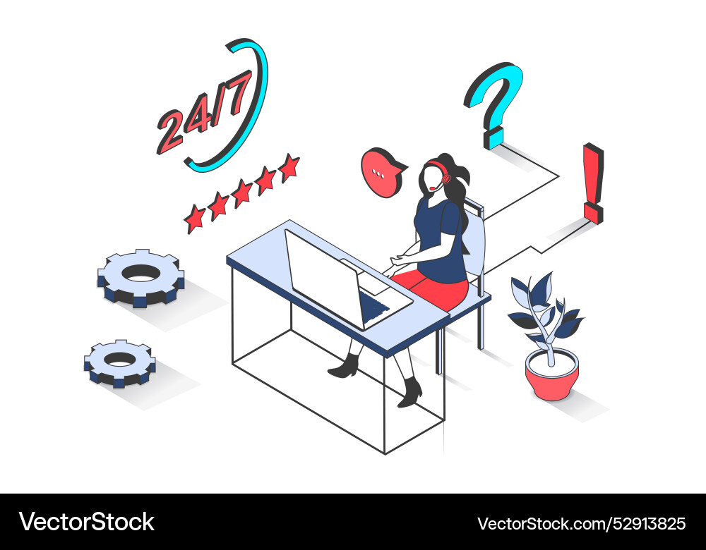 Technical support 3d isometric concept Royalty Free Vector