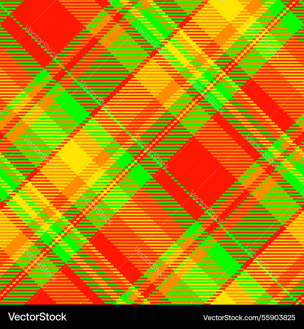 Vibrant red yellow and green plaid pattern Vector Image