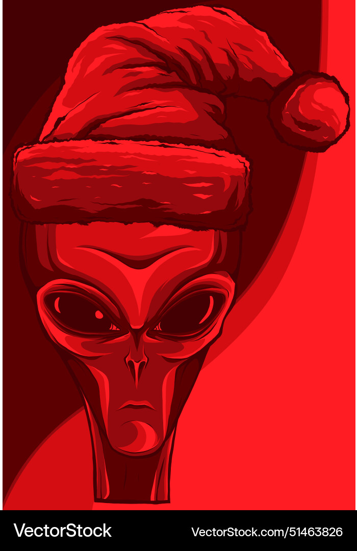 Alien wearing santa claus hat christmas Royalty Free Vector