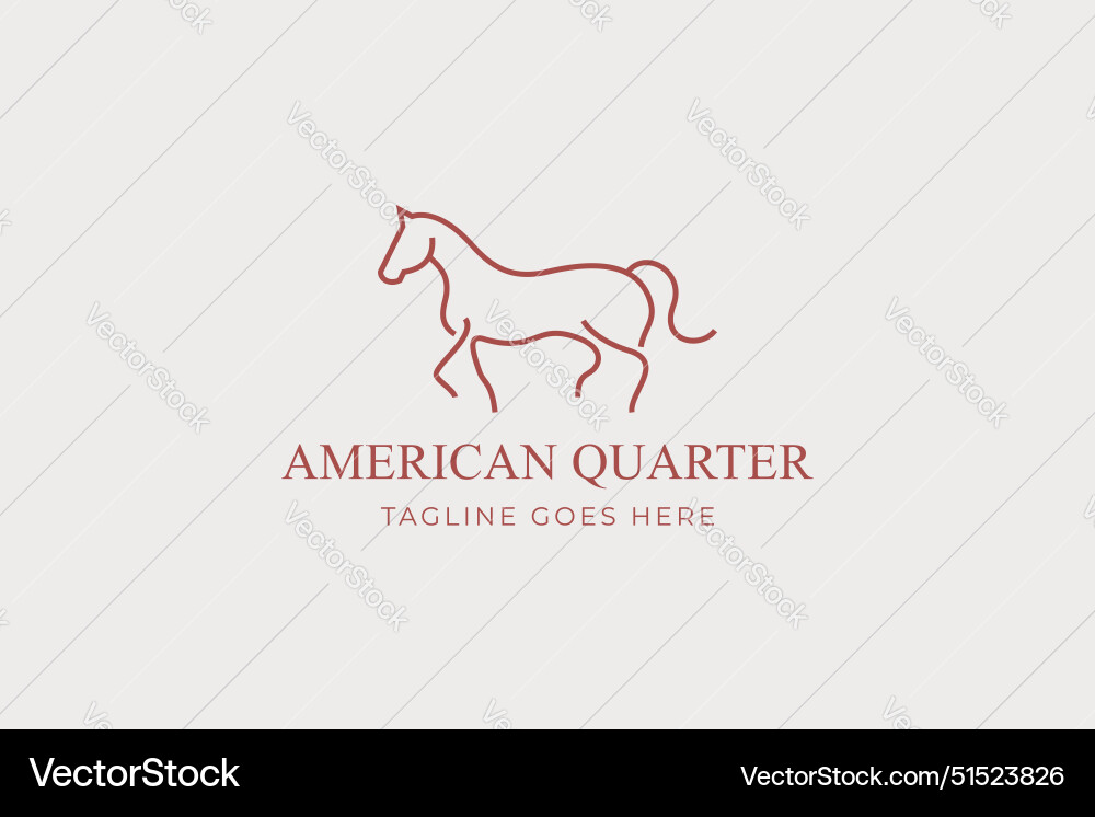 American quarter horse logo linear style abstract Vector Image