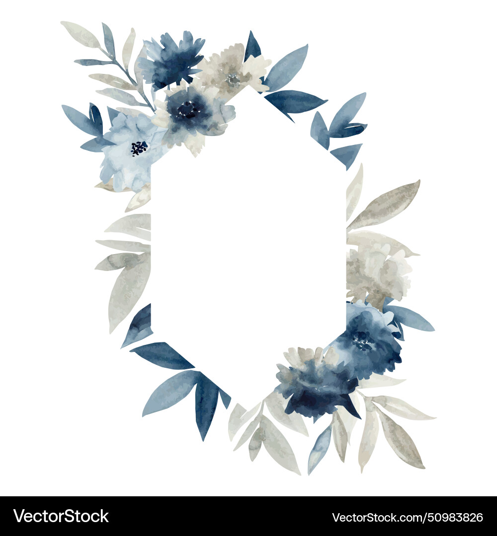 Frame with indigo flowers Royalty Free Vector Image
