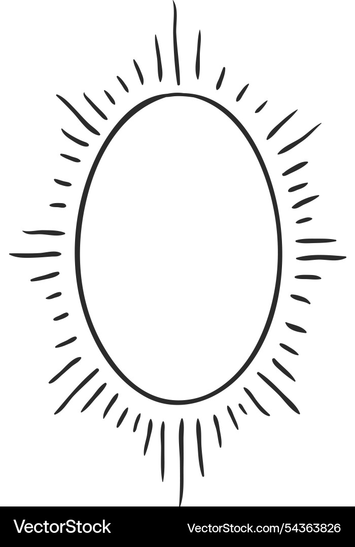 Hand drawn oval frame with sun rays perfect for Vector Image